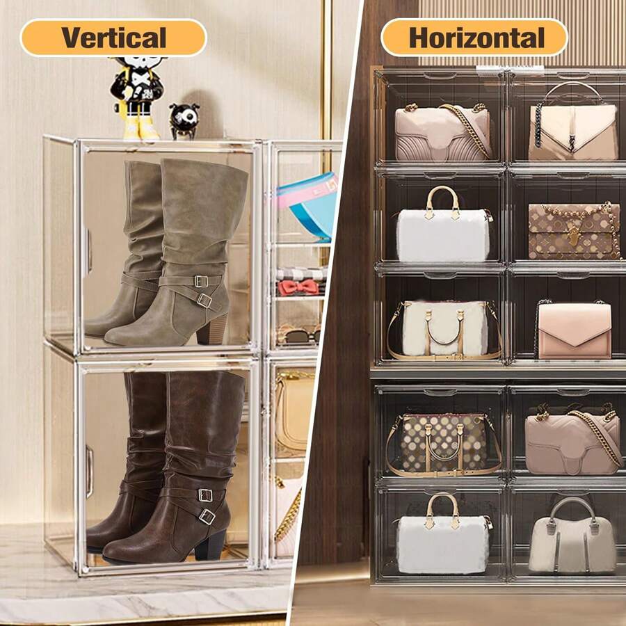 Purse Organizer For Closet, 2 Pack Clear Stackable Storage Bins, Closet ...