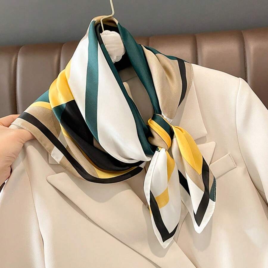 1pc Fashionable Simulated Silk Elegant Silk Scarf For Women, Can Be ...