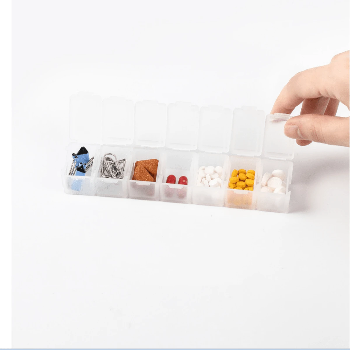 Travel Portable Pill Box With Seven Compartments For A Week, Compact ...