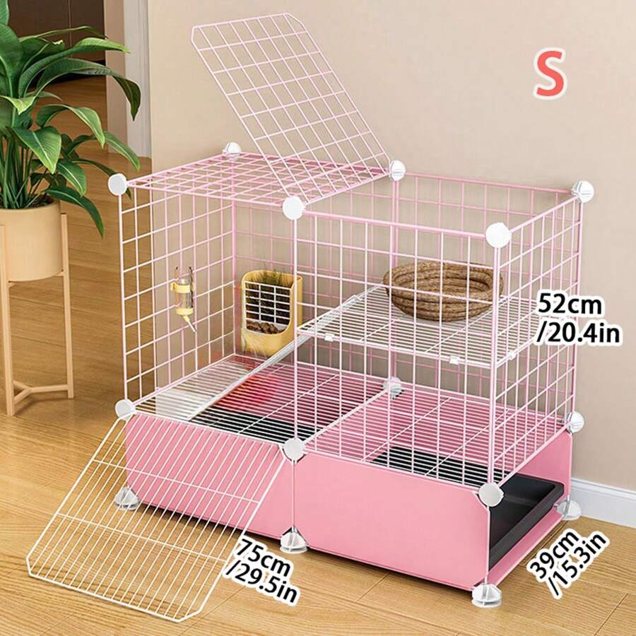 Indoor Pink Rabbit Cage With Anti-Spray And Urine Proof For Guinea Pig ...
