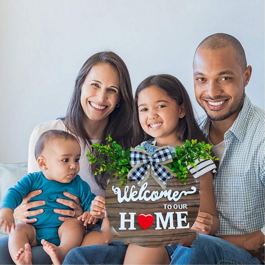 19 Cute Icons Interchangeable Seasonal Welcome Sign Front Door Decoration, Rustic Round Wood ...