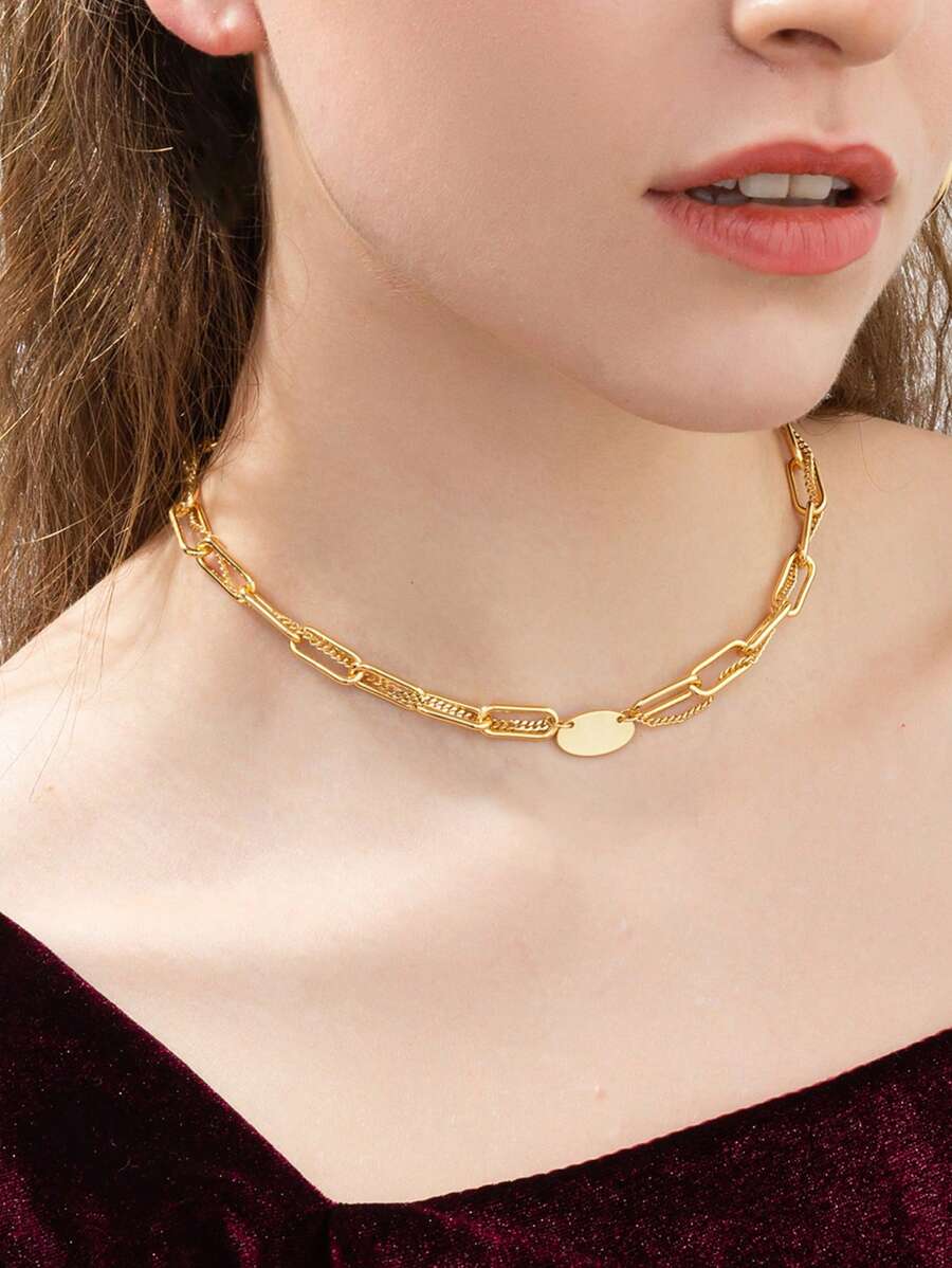 1pc Fashionable Hip-Hop Double Layered Criss-Cross Chain Necklace ...