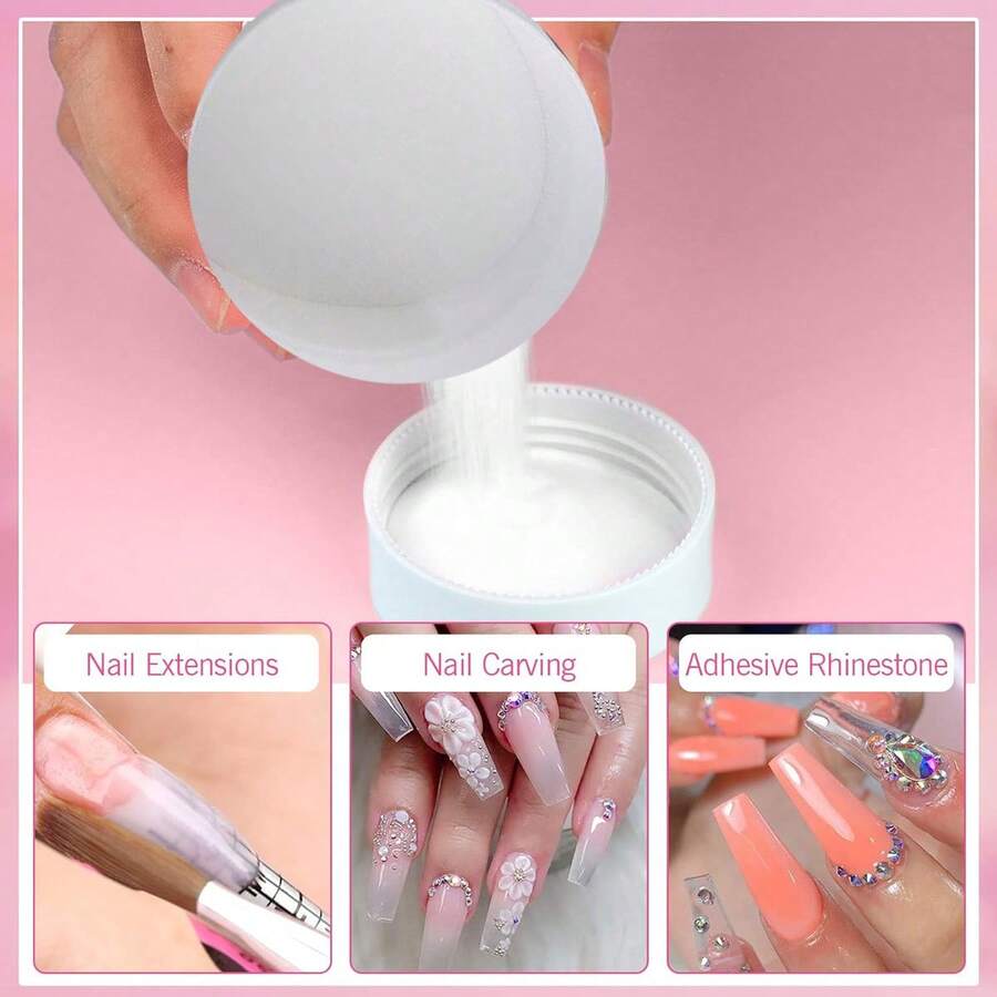 Acryl Nagel Poeder 120ml OZ Roze , Doorzichtig & Wit Acryl Poeder ...