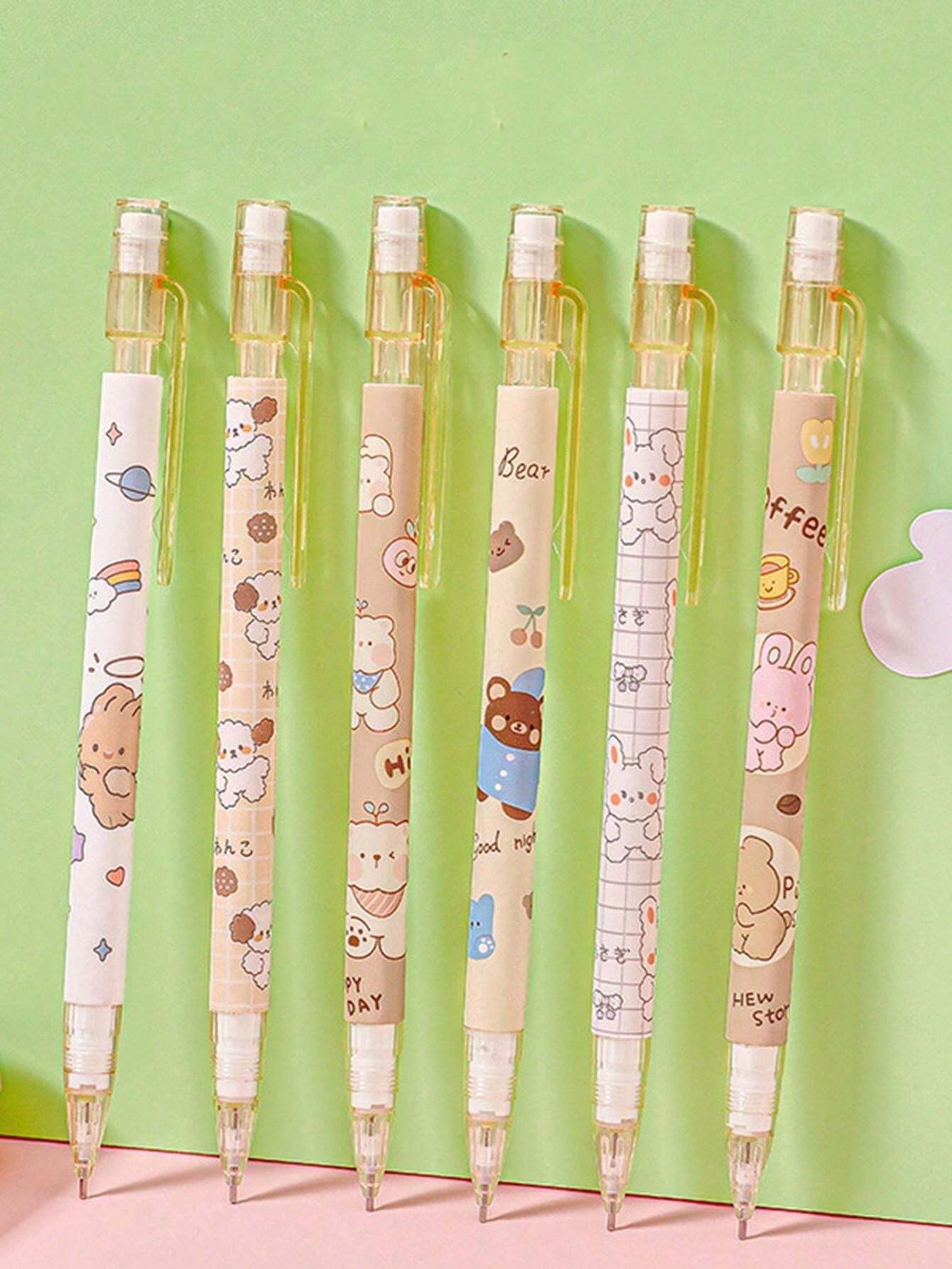 4pcs Automatic Pencils + Box Of Refills, Cute And Colorful Push Button ...