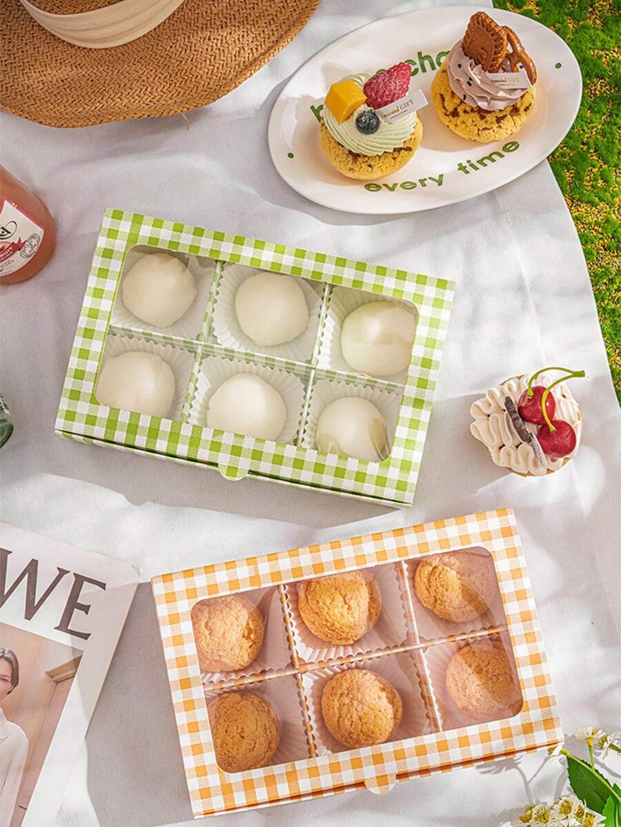 1pc Sweet Color Multi-Grid Cake Packaging Box,Dessert & Bakery Gift Box ...