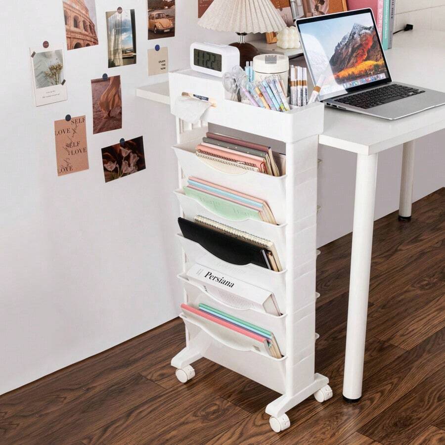 Mobile On Wheels Classroom Desk Side Book Shelf, Desk Book Stand, Book ...