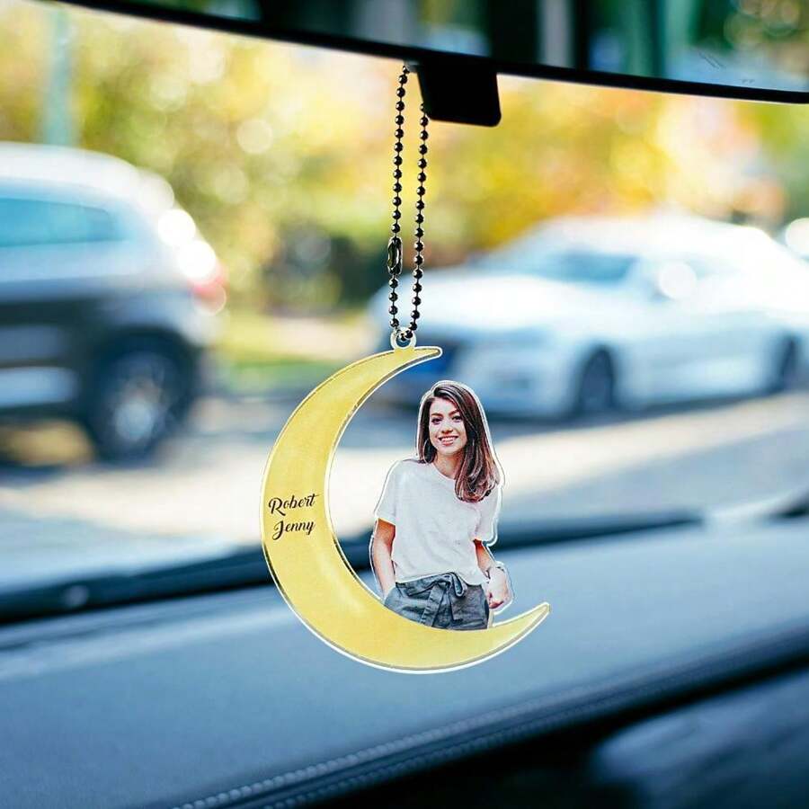 1PC Custom Photo&Name Car Ornament, Personalized Photo Pendant Car ...