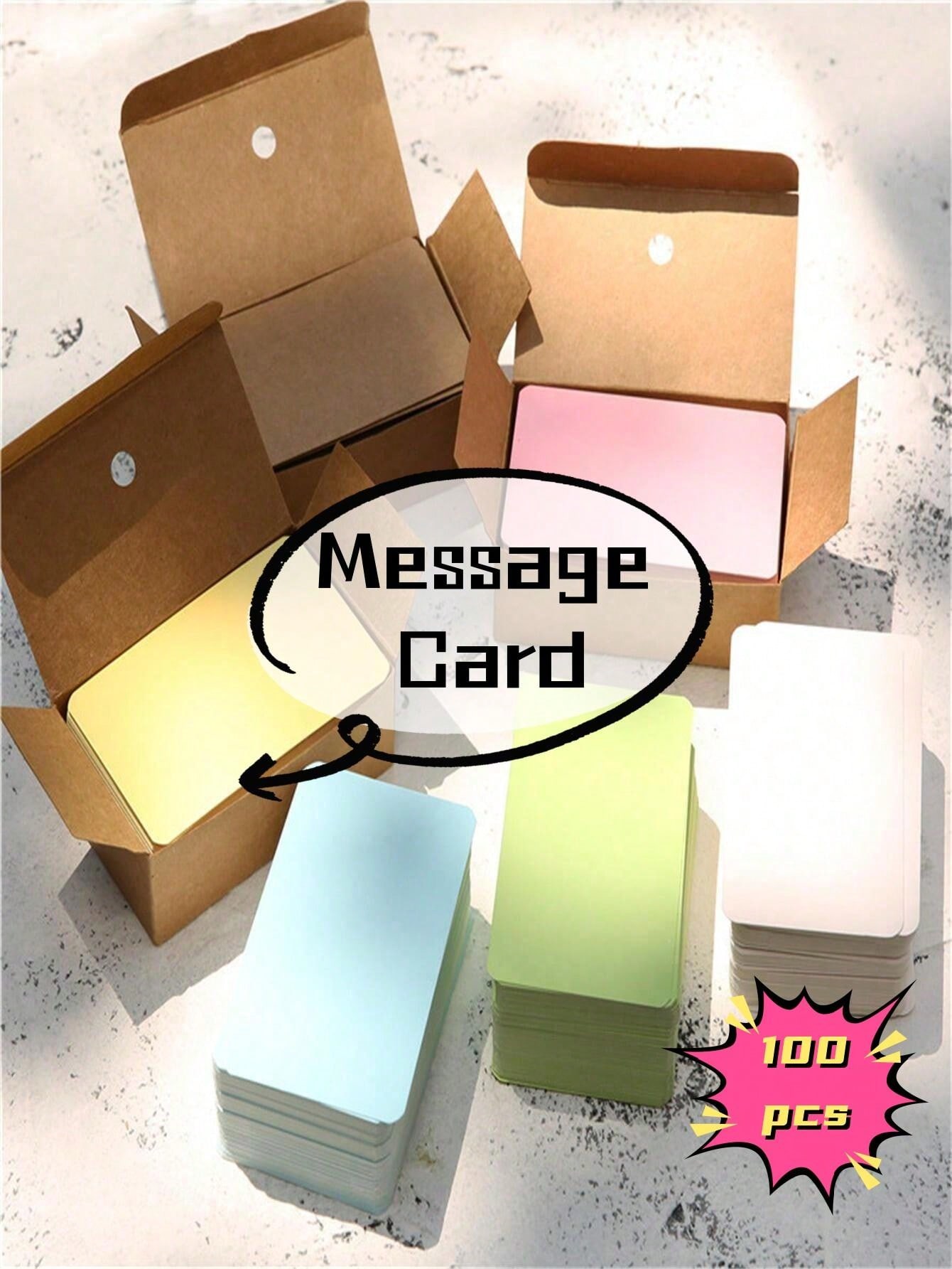 100pcs Blank Diy Mini Note Cards, Hand-Drawn Message Cards With English ...