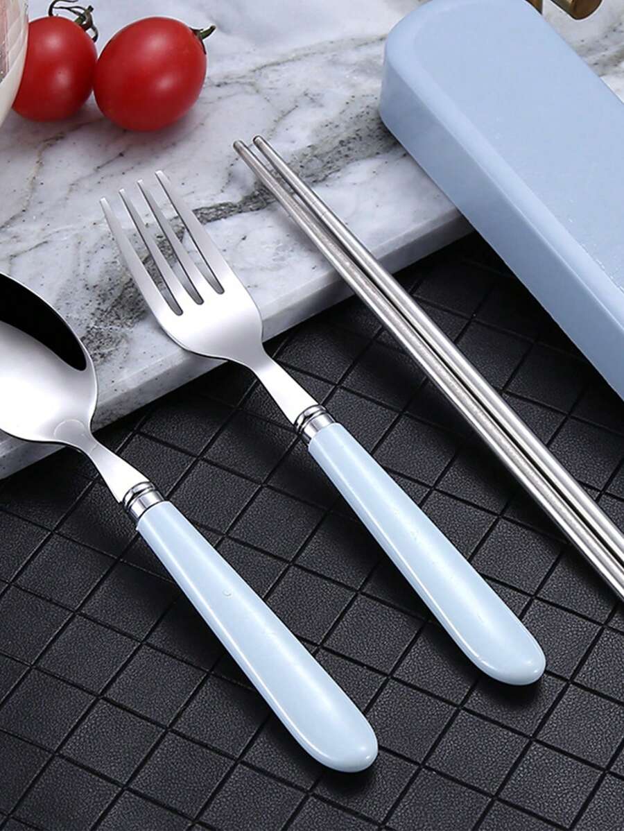 Stainless Steel Chopsticks Cutlery Set With Spoon, Fork And Storage Box ...
