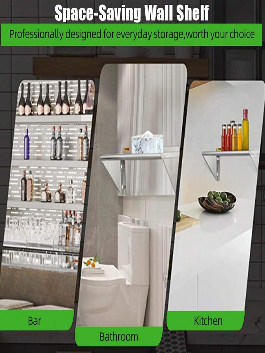 Stainless Steel Shelf Wall Mounted Metal Shelving With Backsplash And ...