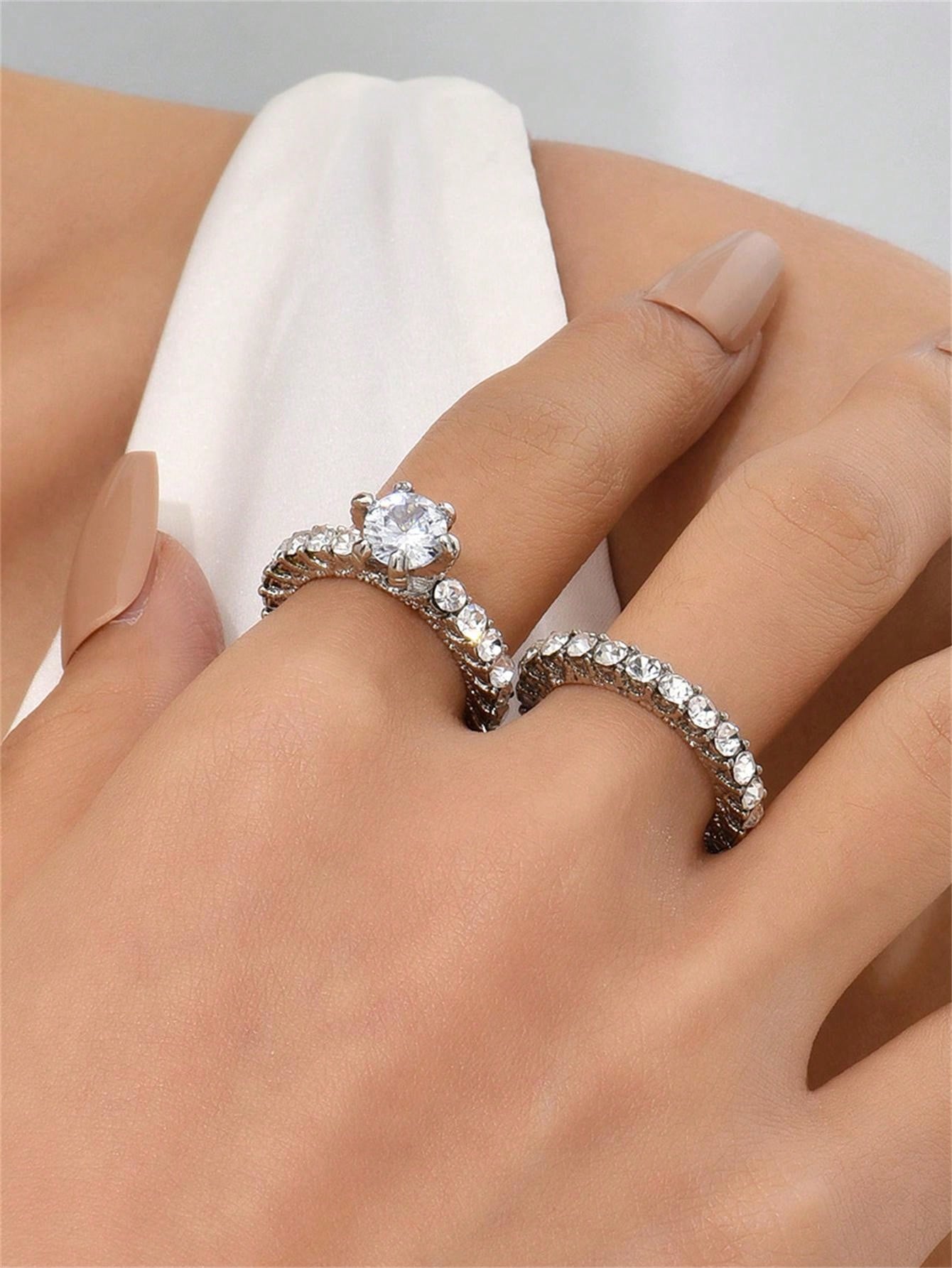 2-delige kindermodieuze, elegante en luxe ringset met cz-knopen voor ...