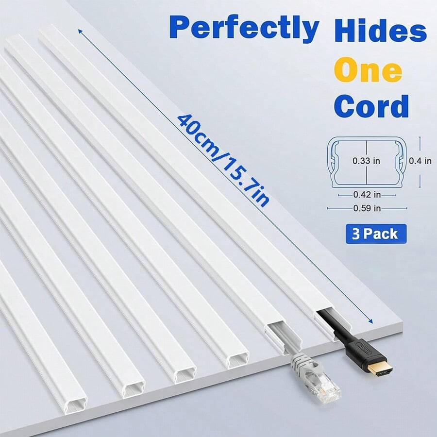 1/3pcs White Square Flame Retardant Cable Conduit, 15mm Cable Channel ...