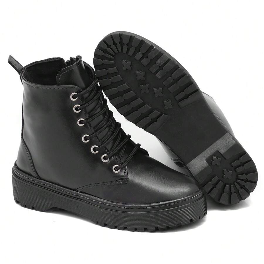 Bota Coturno Feminina Blogueira Militar Sola Plataforma | SHEIN Brasil
