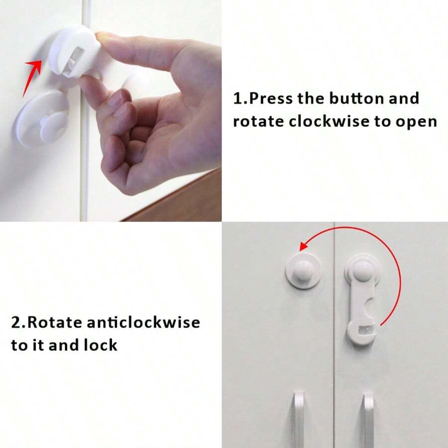 12pcs White Rotating Baby Safety Locks Strong Adhesive Child Proof ...