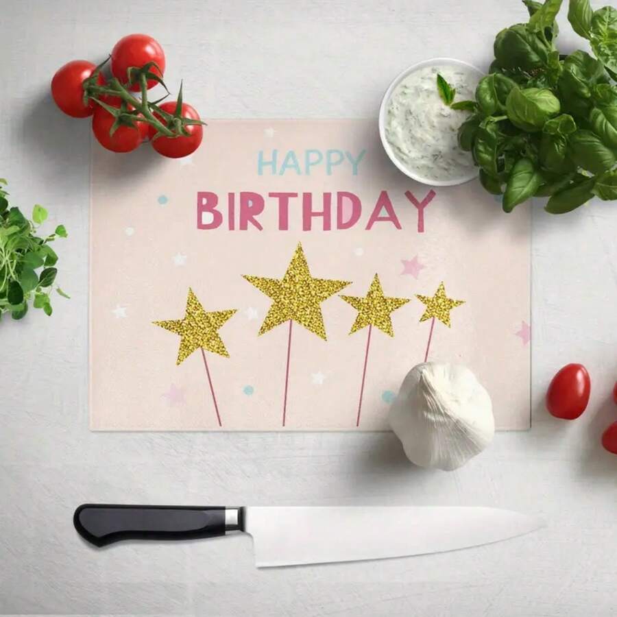 4pcs, Placemats, Happy Birthday Theme Golden Star Balloon Pattern ...
