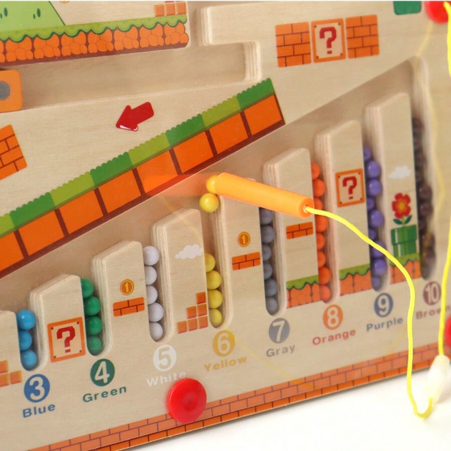 Magnetic Color And Number Maze Montessori Wooden Puzzle Activity Board With Obstacle Fine