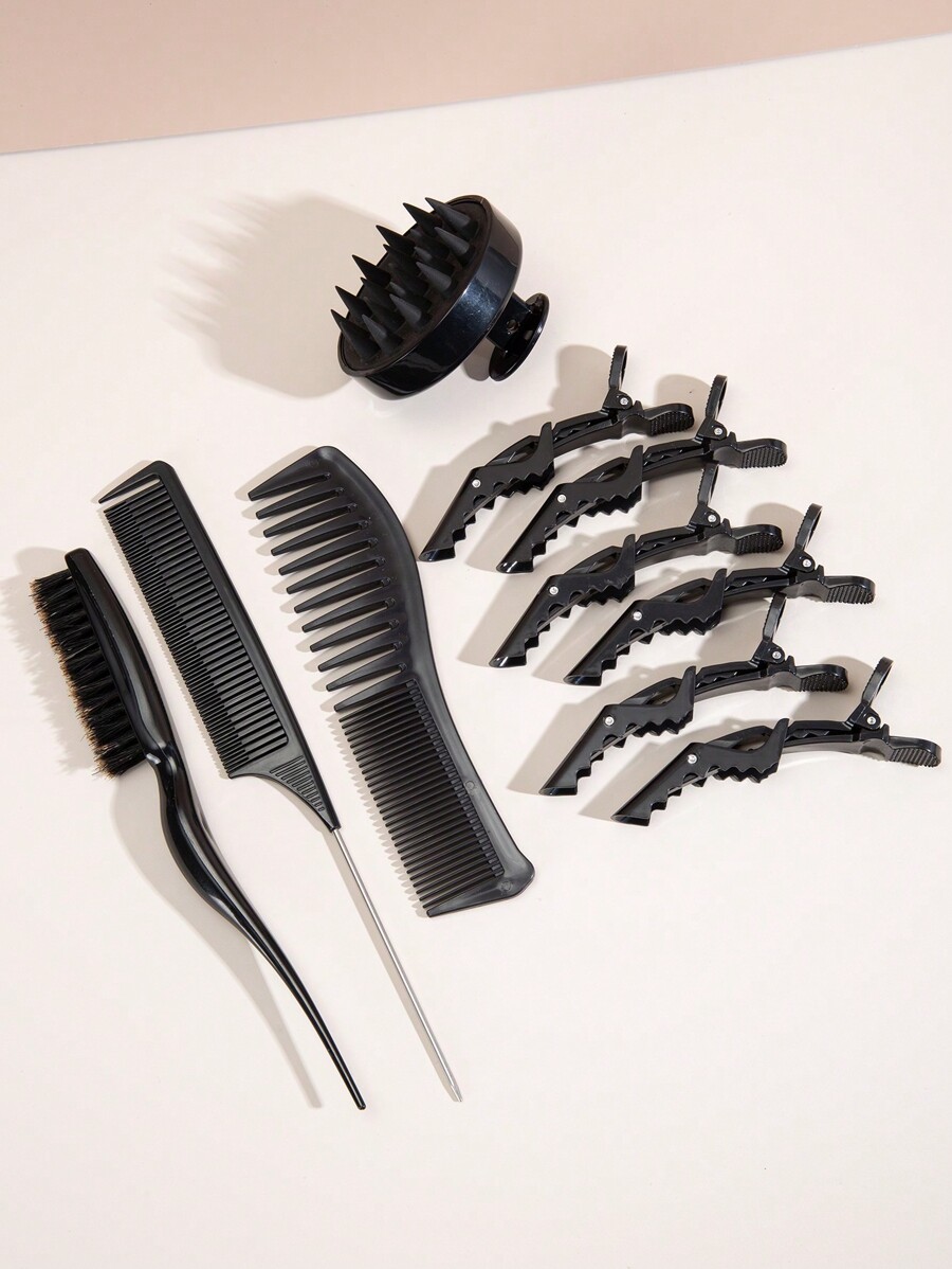 Comb Set 10-Piece Edge Control Brush Brush Style Rat Tail Comb Fluffy ...