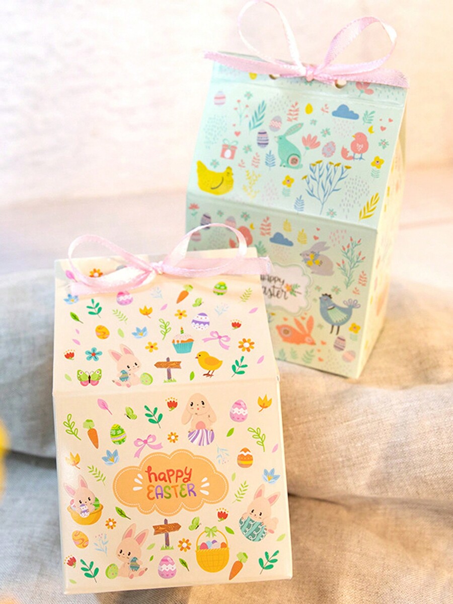 4pcs Easter Gift Box Bunny & Egg Shaped Candy Box House Packaging With ...