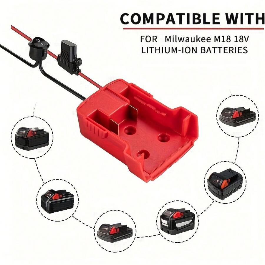 1pc Milwaukee M18 Lithium Ion Battery Power Adapter Connector ...