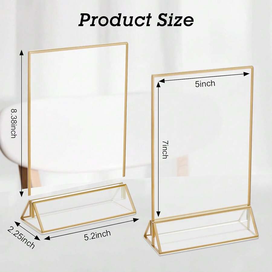 Wedding Clear Acrylic Double Sided Frames Display Holder Vertical Stand ...