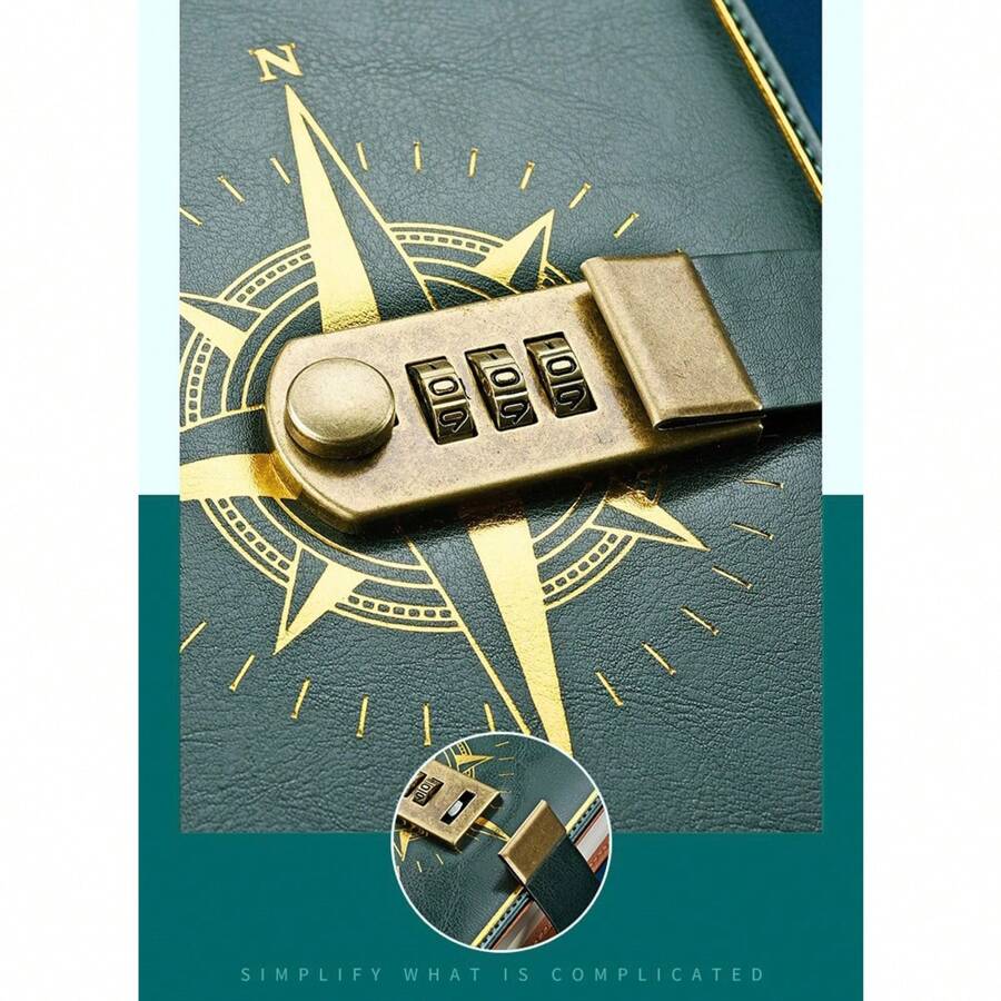 1pc Password Notebook With Compass Design, Durable And Thick Journal ...