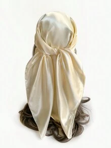 1pc Ladies' 90cm Imitation Silk Solid Color Square Scarf Headband ...
