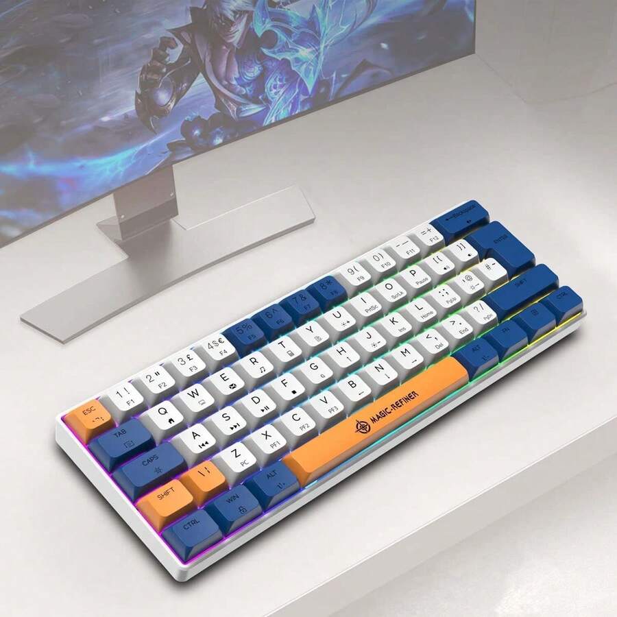 60% Mechanical Keyboard RGB Backlit 61 Keys Type C Dye-Sublimation PBT ...
