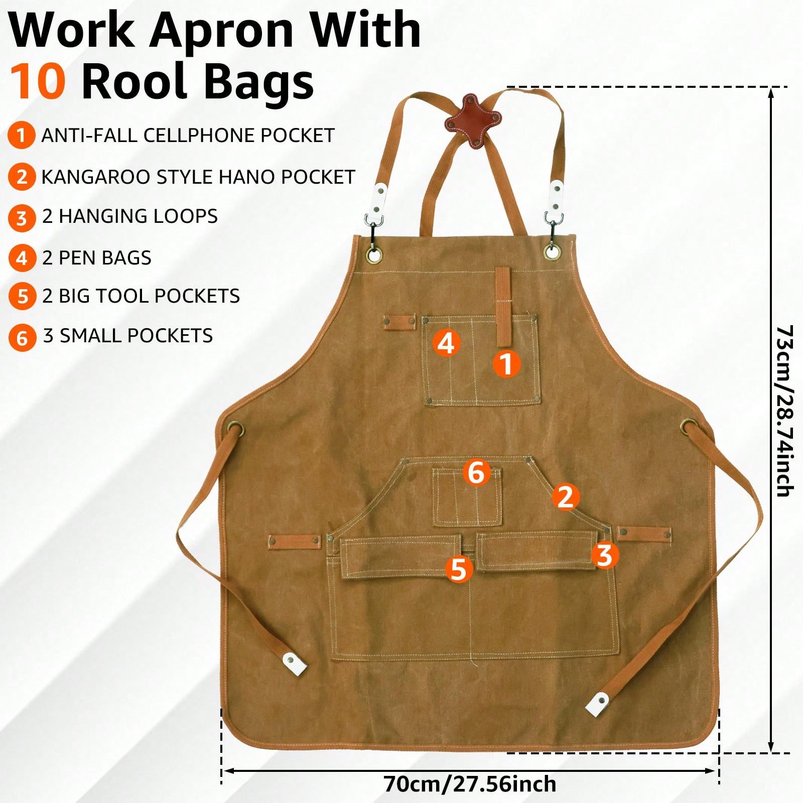 Woodworking Apron With 10 Tool Pockets Heavy Duty Work Apron Waterproof Canvas Workshop Tool ...