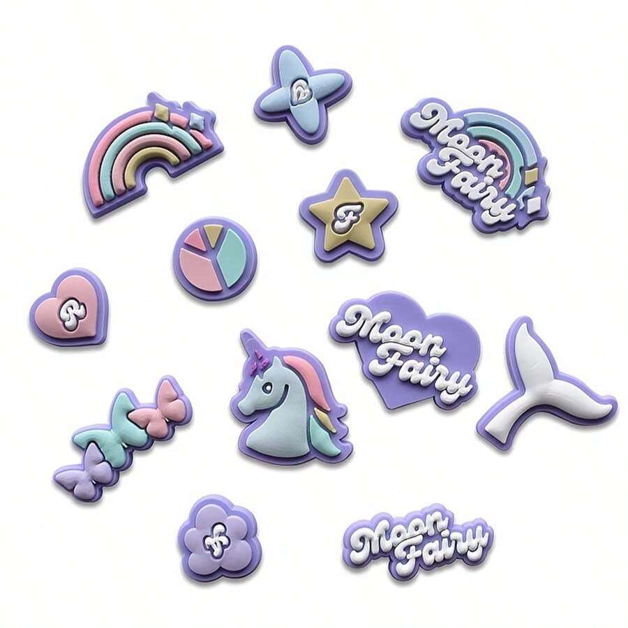 12st Lila Unicorn Skodekorationer Tillbehör Berlocker För träskor ...