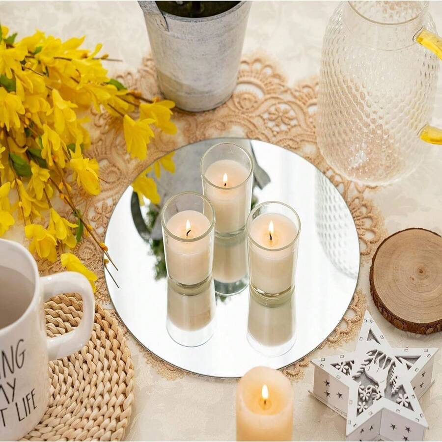 6PCS Acrylic Round Mirrors For Centerpieces Circle Mirrors Candle ...