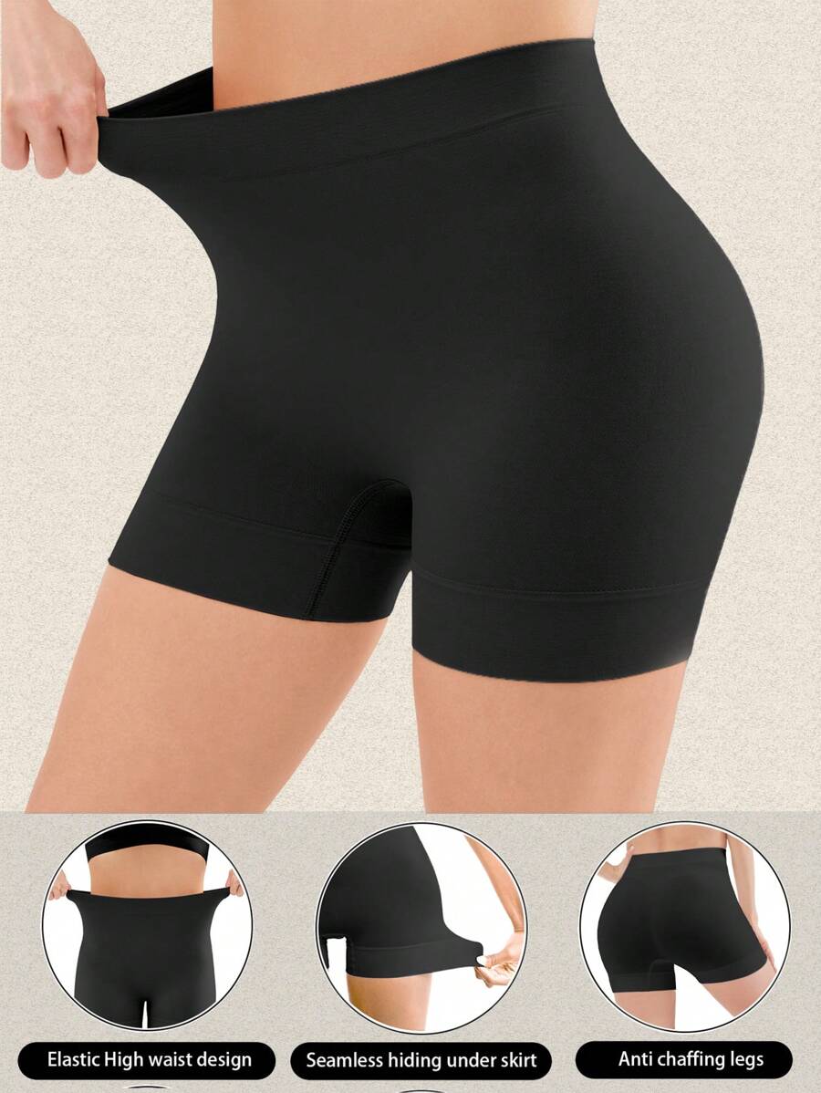 Solid Wideband Waist Biker Shorts,Seamless Smooth Boxer Shorts ...