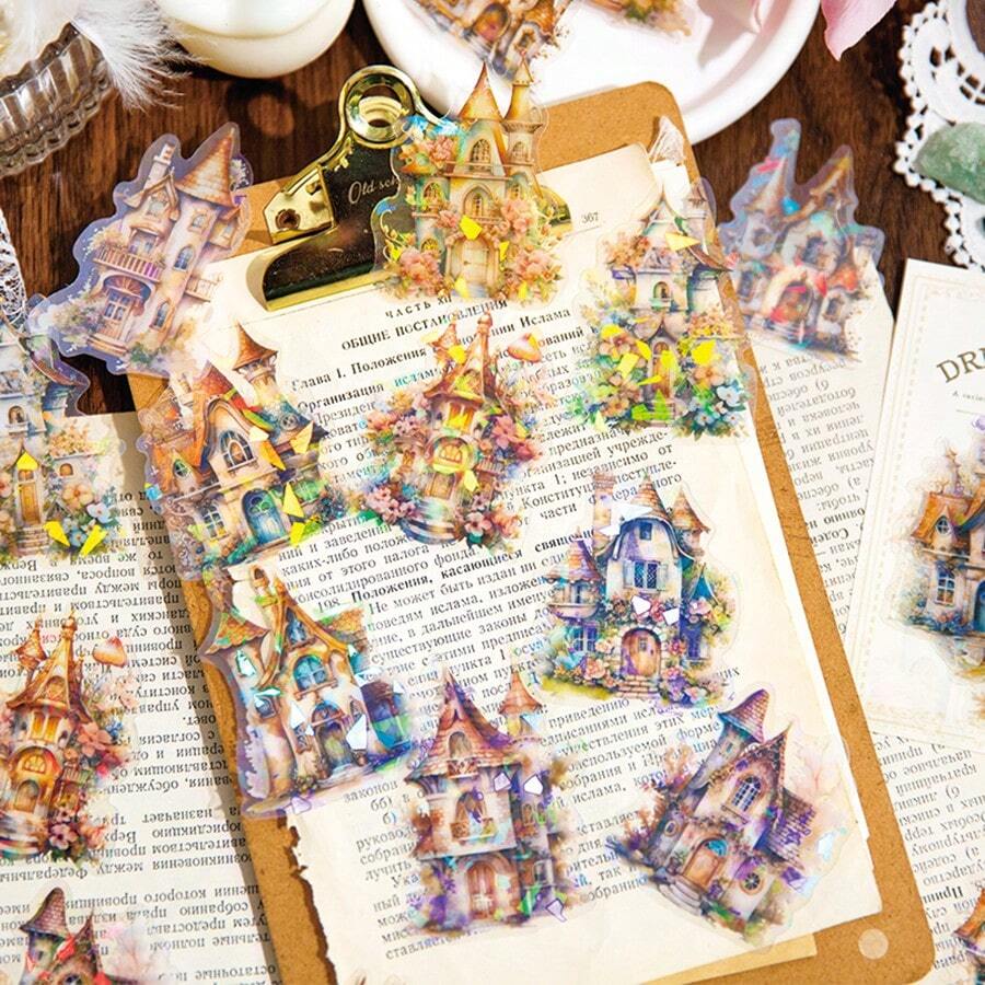 1 Pack Of 20pcs Dreamy Castle Themed Scrapbook Stickers For Diy ...