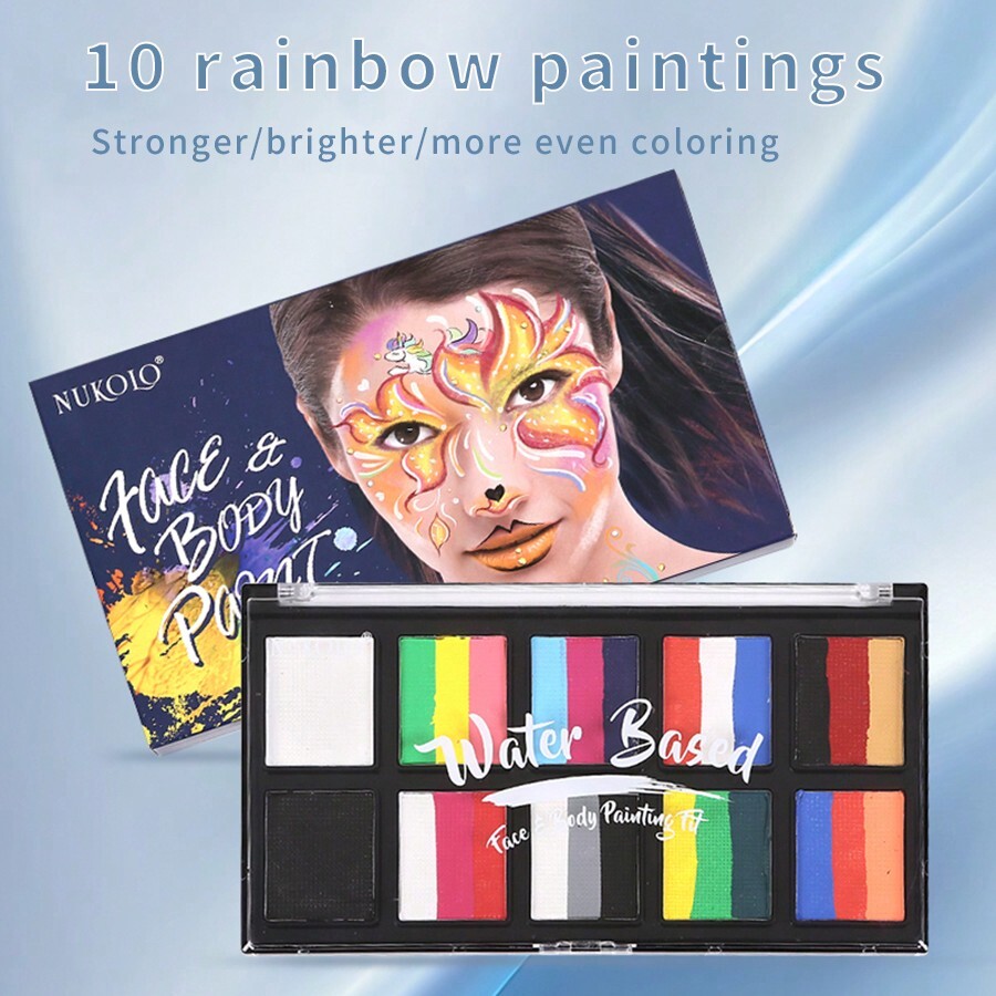 8 Grids Tri-Color Body Paint Palette, Water-Soluble Face Painting ...