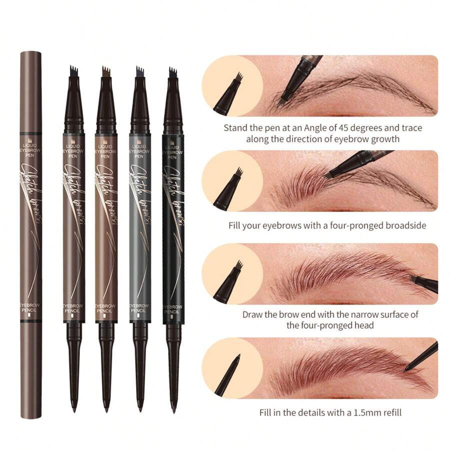 music flower 1pc Four-Pronged Liquid Waterproof Eyebrow Pencil And Slim ...