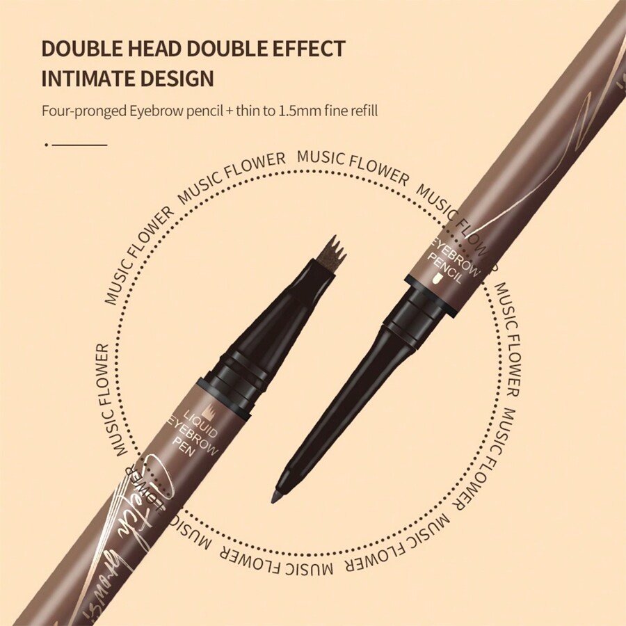 music flower 1pc Four-Pronged Liquid Waterproof Eyebrow Pencil And Slim ...
