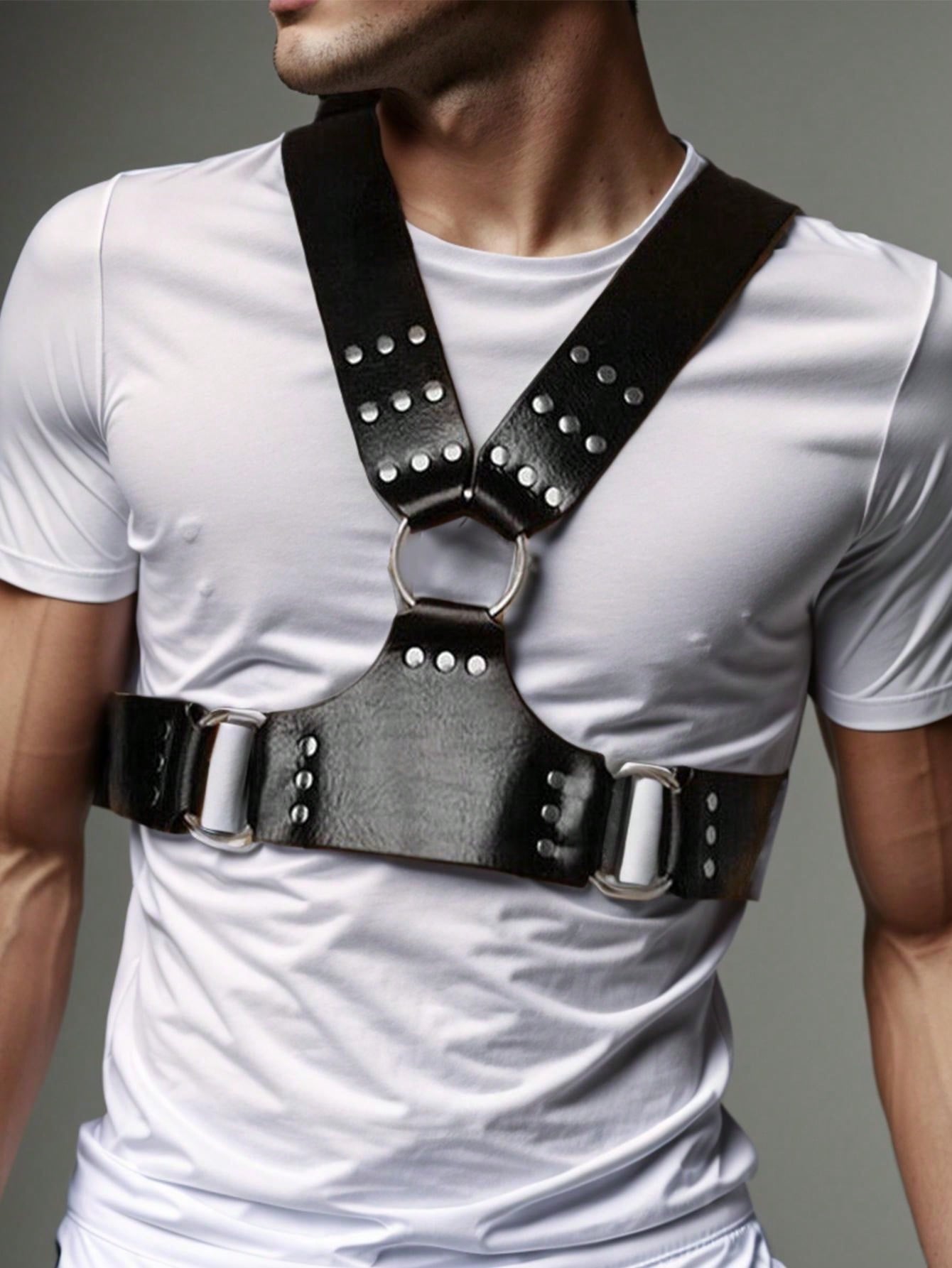European And American Men's Chest Harness Male Body Wide Harness Black ...
