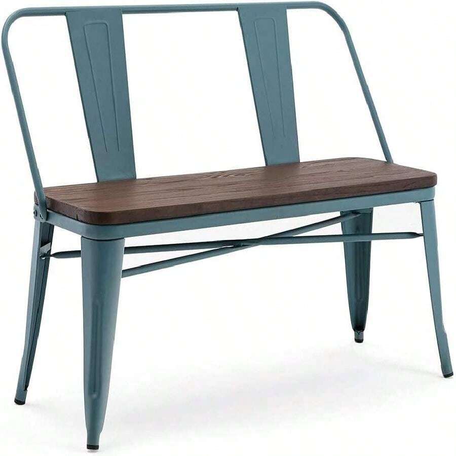 Dining Bench, Entryway Bench With Back, Farmhouse Metal Dining Bench ...