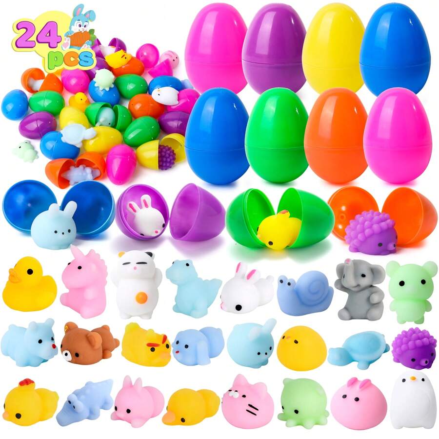 24 Pieces Mochi Squishy Toy Prefilled Easter Eggs (Toys Inside); Kawaii ...