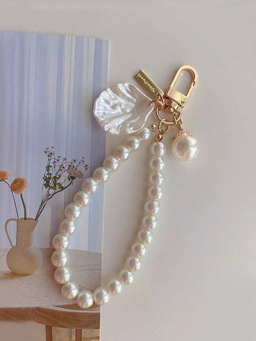 1pc Women Faux Pearl Beaded Elegant Keychain for gifts, wallets, school ...