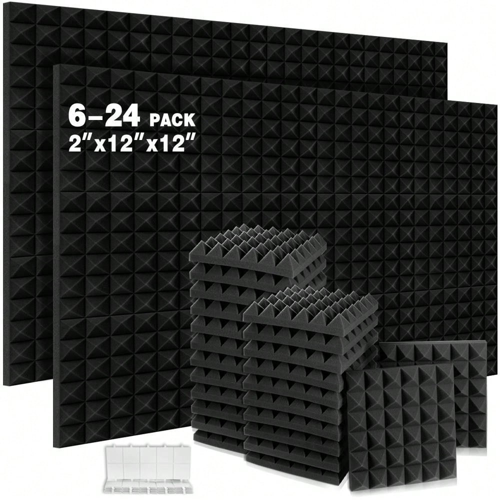 6Pcs, 12Pcs, 24 Pcs-12x12x2 Inches Pyramid Acustic Panel, Sound ...