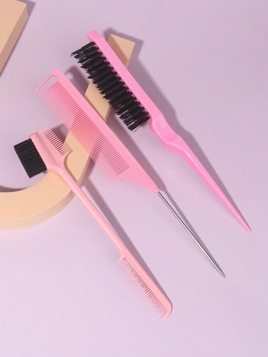 3pcs Hair Styling Comb Set, Teasing Hair Brush Rat Tail Comb Edge Brush ...