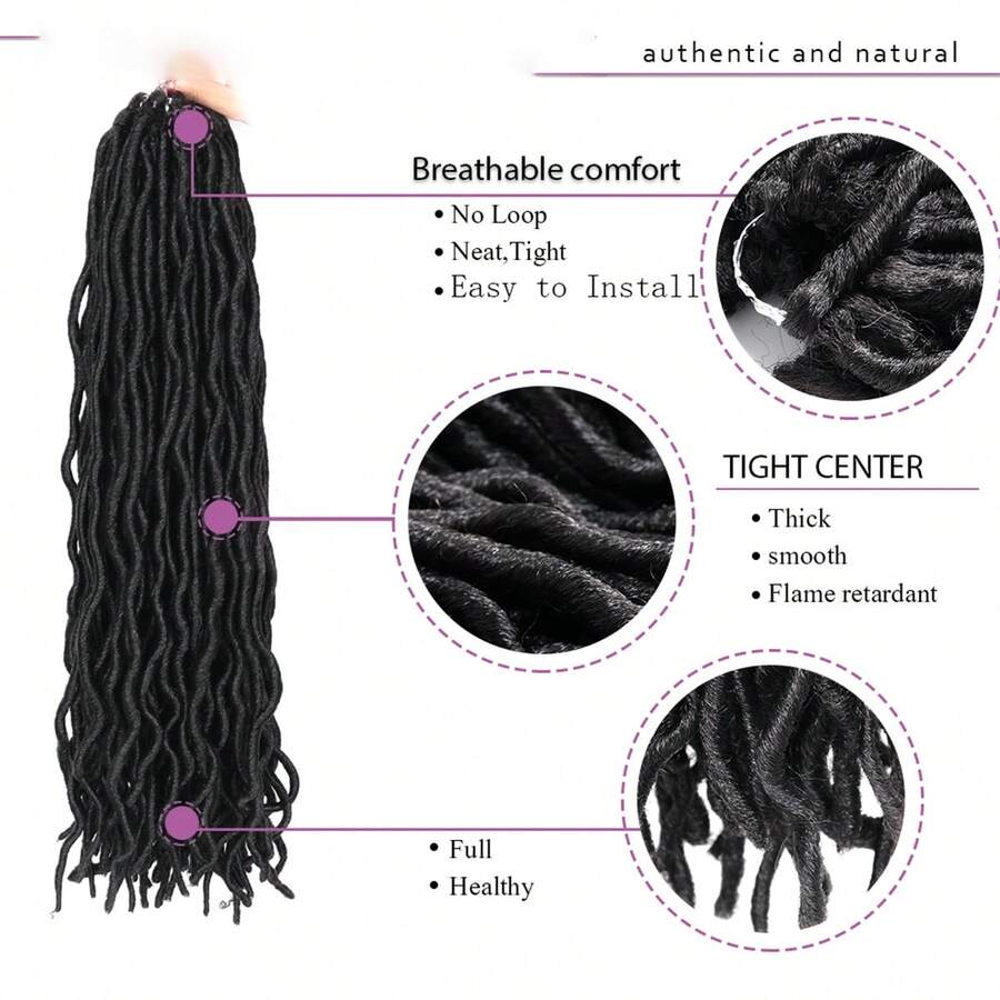 4PCS Synthetic Wavy Faux Locs Crochet Braids Hair Extensions 24 Inch ...
