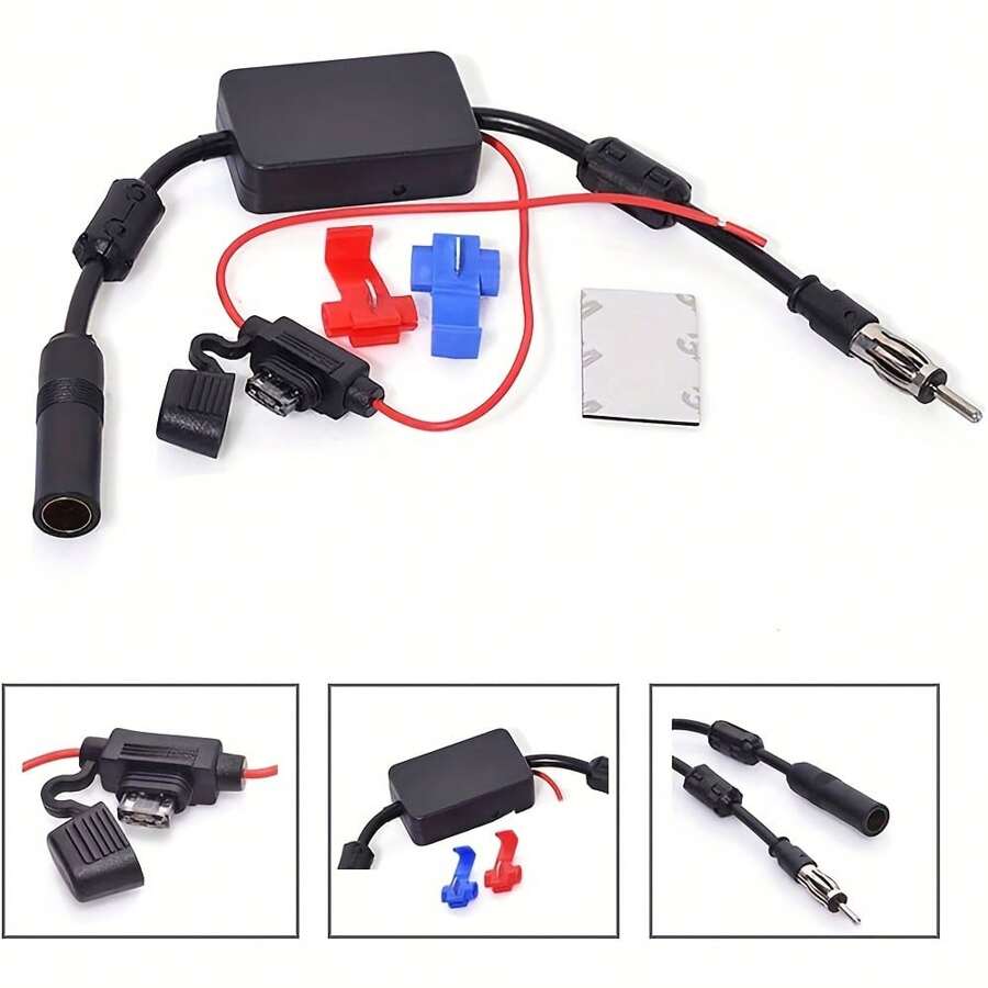 Car Stereo FM Radio Antenna Signal Booster Amplifier Amp,12V Power ...