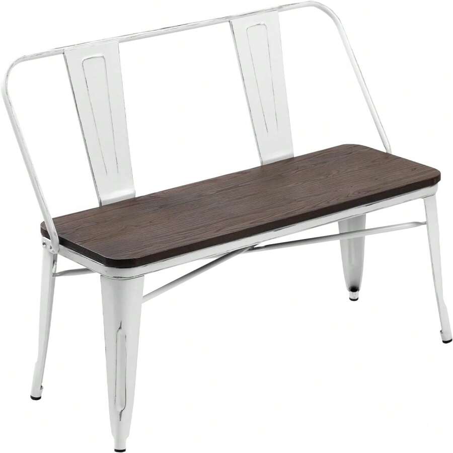 Dining Bench, Entryway Bench With Back, Farmhouse Metal Dining Bench ...