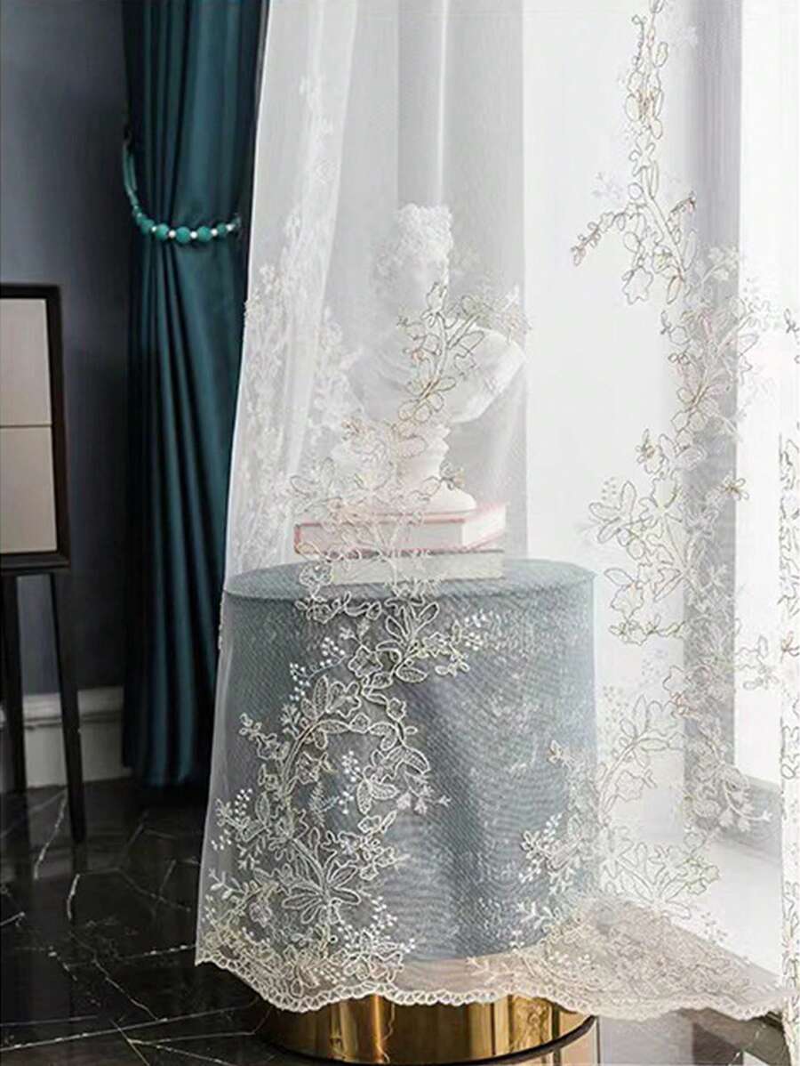 Delicate Romantic Embroidered Sheer Curtain Luxury Floral Emboridery ...