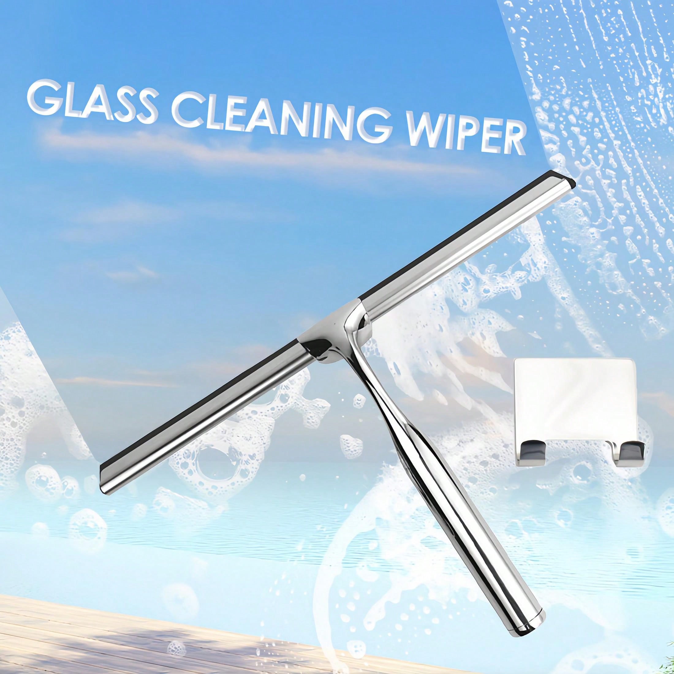 1pc Stainless Steel Glass Wiper With Hook, Window Cleaning Tool, Glass ...
