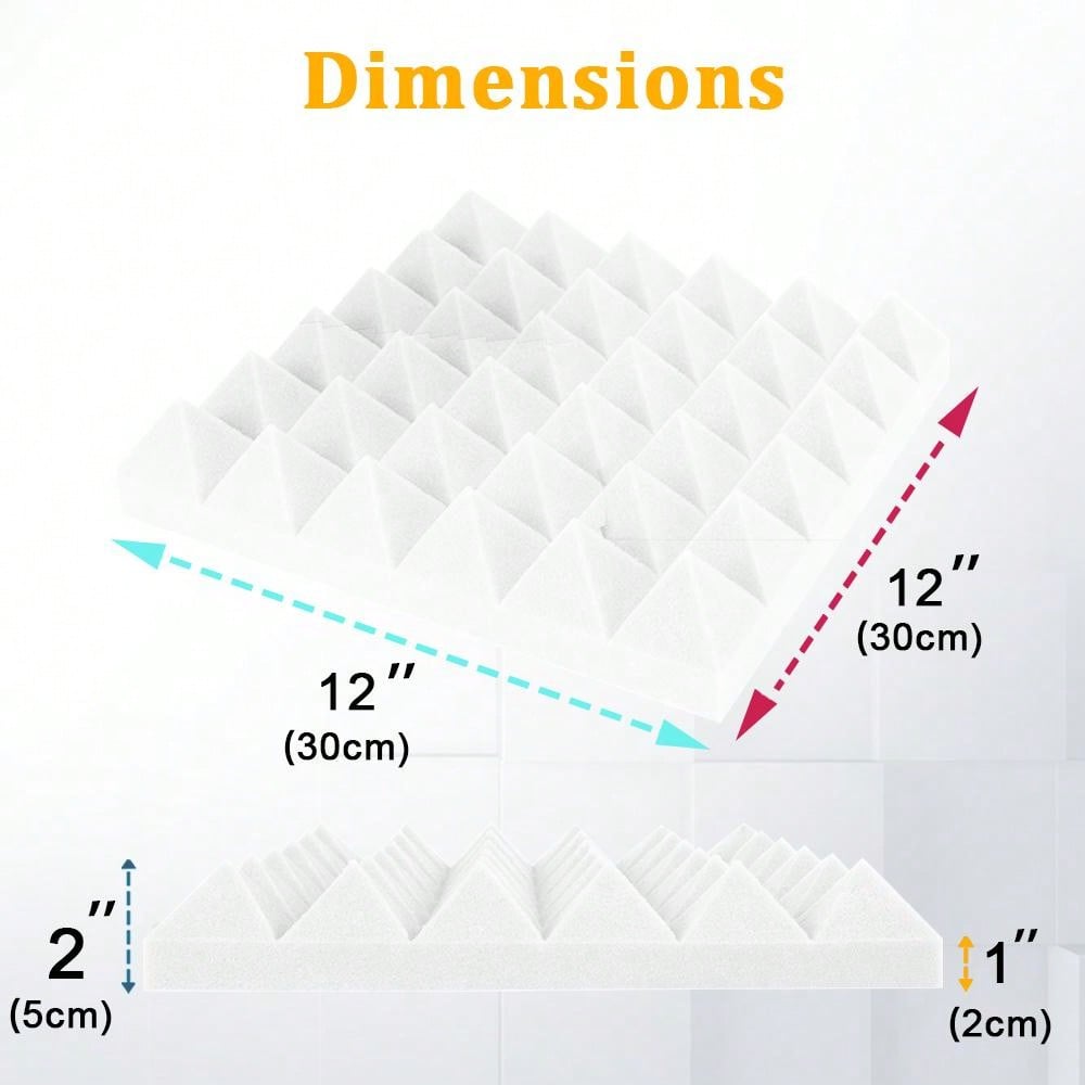 12 Pack-12x12x2 Inches Self-Adhesive Sound Proof Foam Panels, Fast ...