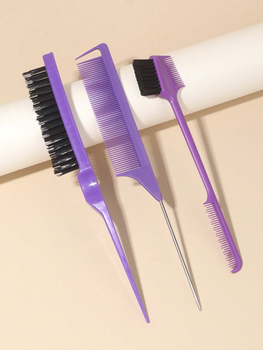 3pcs Hair Styling Comb Set, Teasing Hair Brush Rat Tail Comb Edge Brush ...