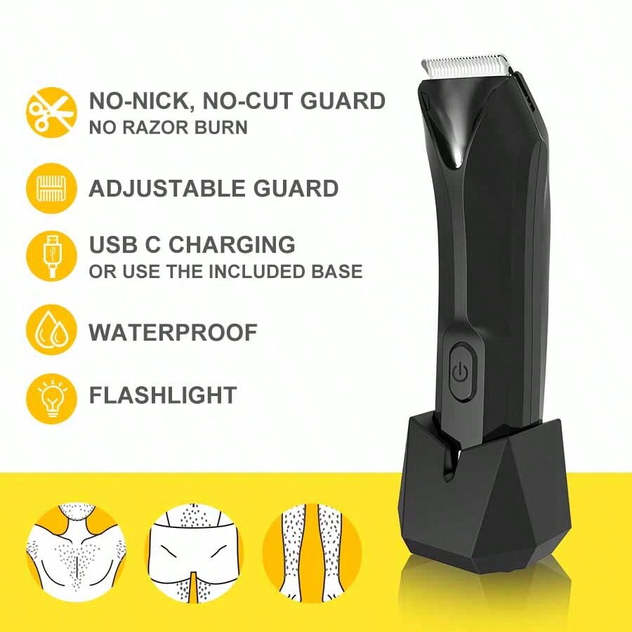 Personal Cordless Waterproof Groin Hair Trimmer Safety Electric Mens ...