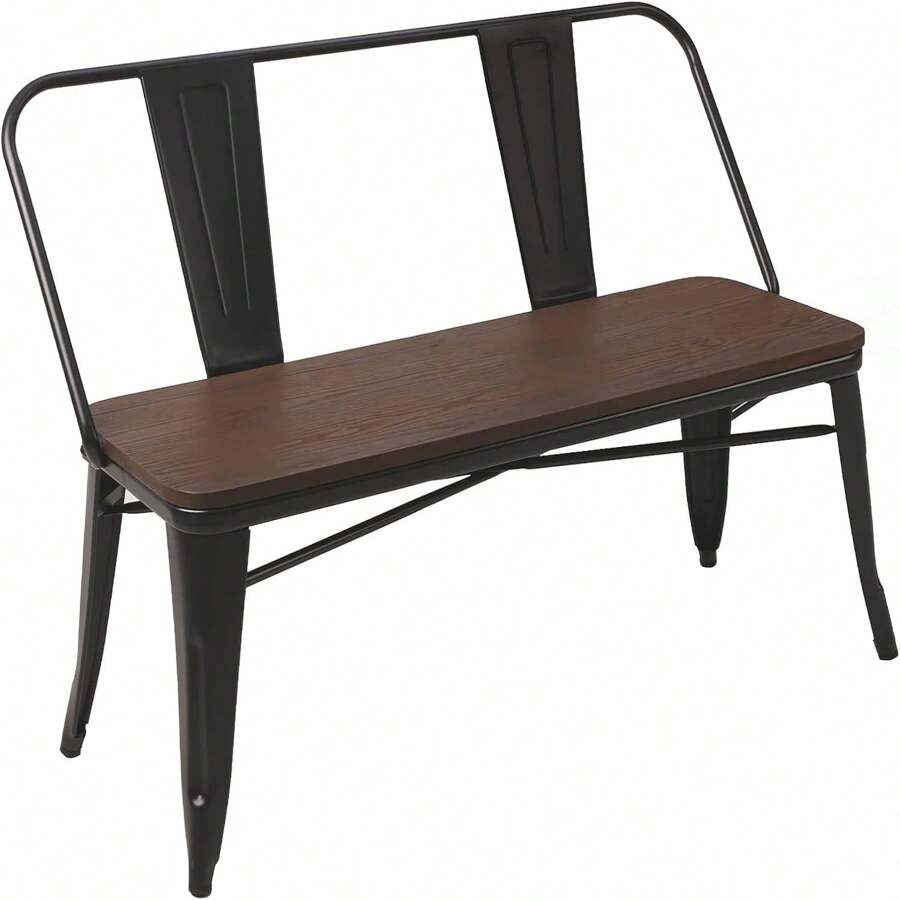 Dining Bench, Entryway Bench With Back, Farmhouse Metal Dining Bench ...